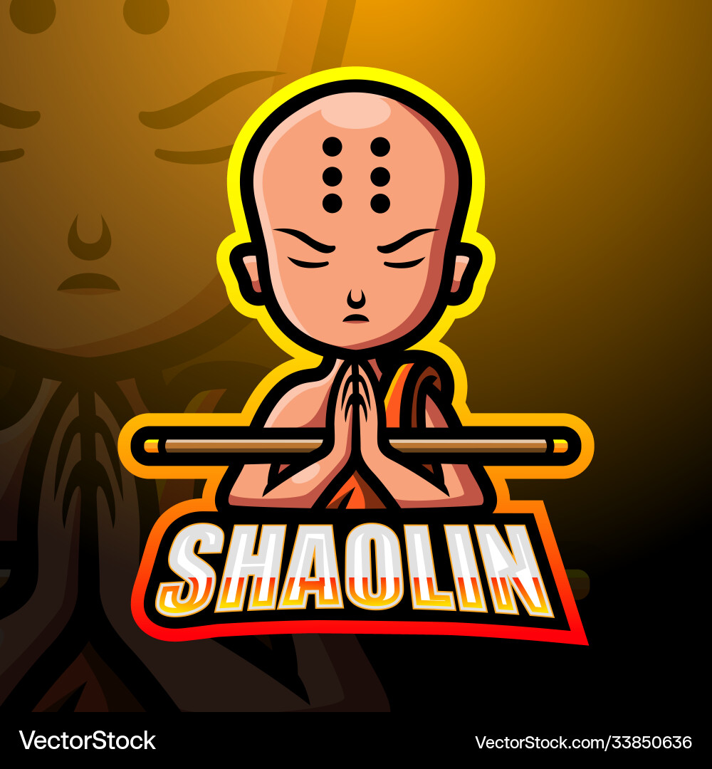 Shaolin mascot esport logo design Royalty Free Vector Image