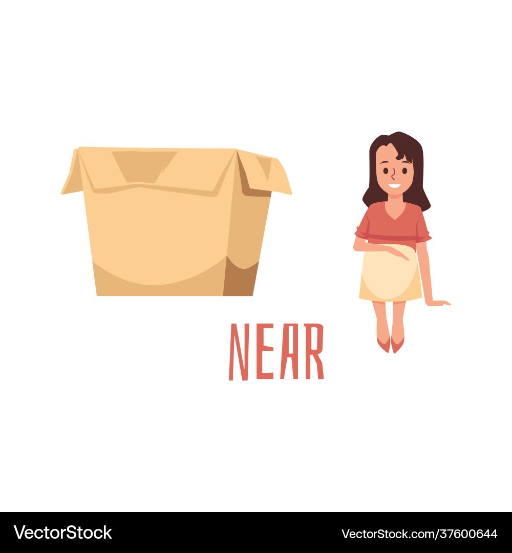 Card for learning near english preposition Vector Image
