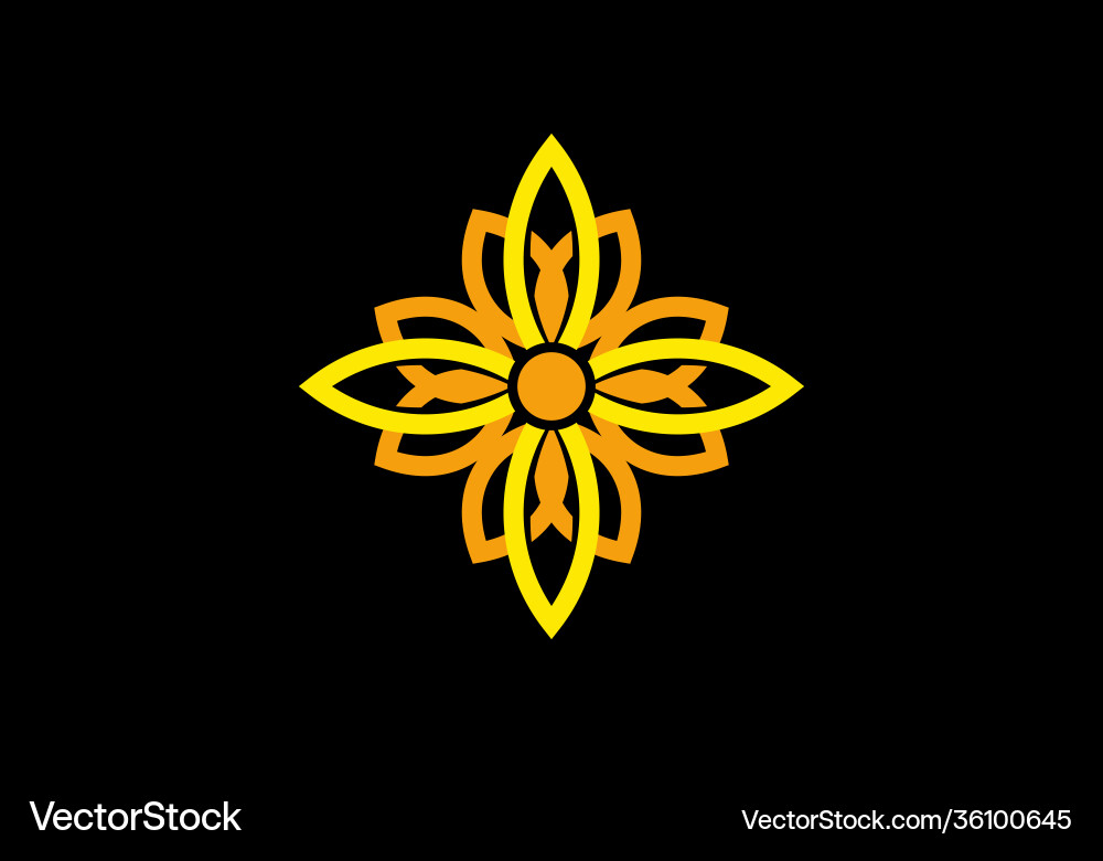 Yellow orange ornament flower Royalty Free Vector Image