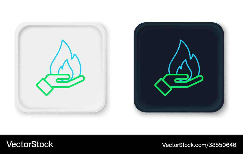 Line hand holding a fire icon isolated on white Vector Image