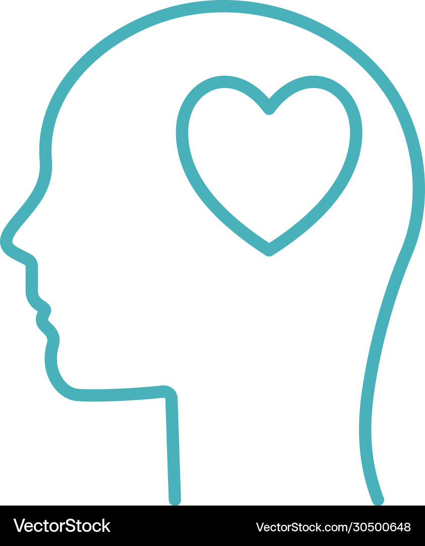 Heart inside head line style icon design Vector Image