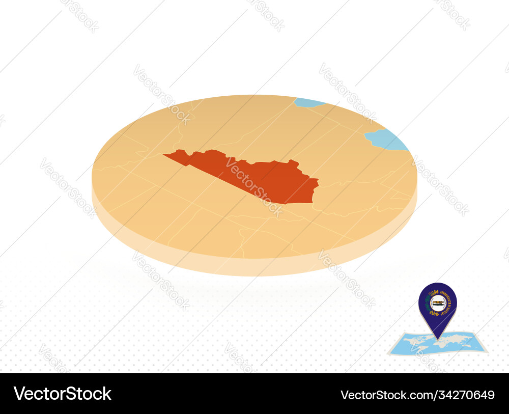 Kentucky state map designed in isometric style Vector Image