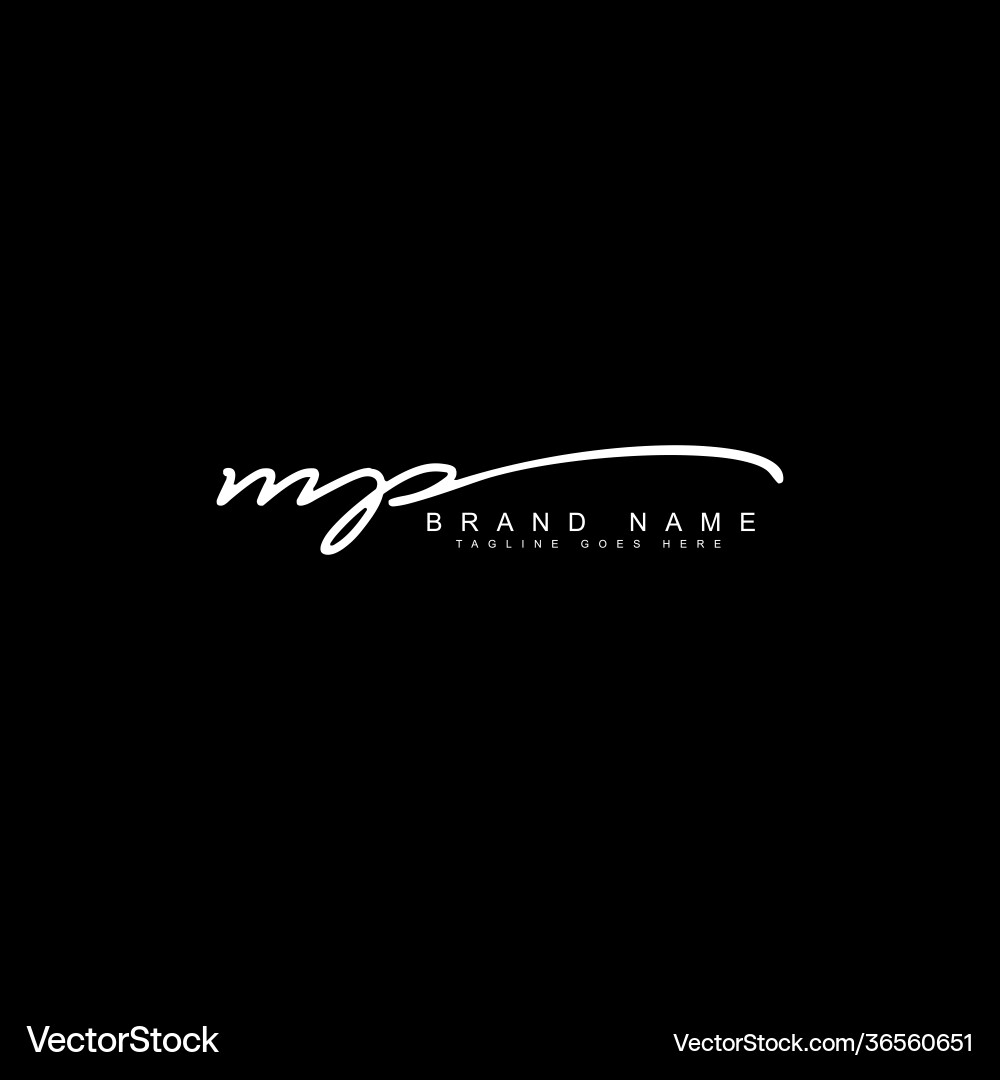 Mp handwritten signature logo template Royalty Free Vector
