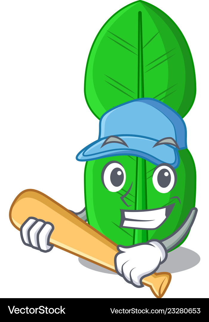 Playing baseball bergamot lime leaf isolated Vector Image