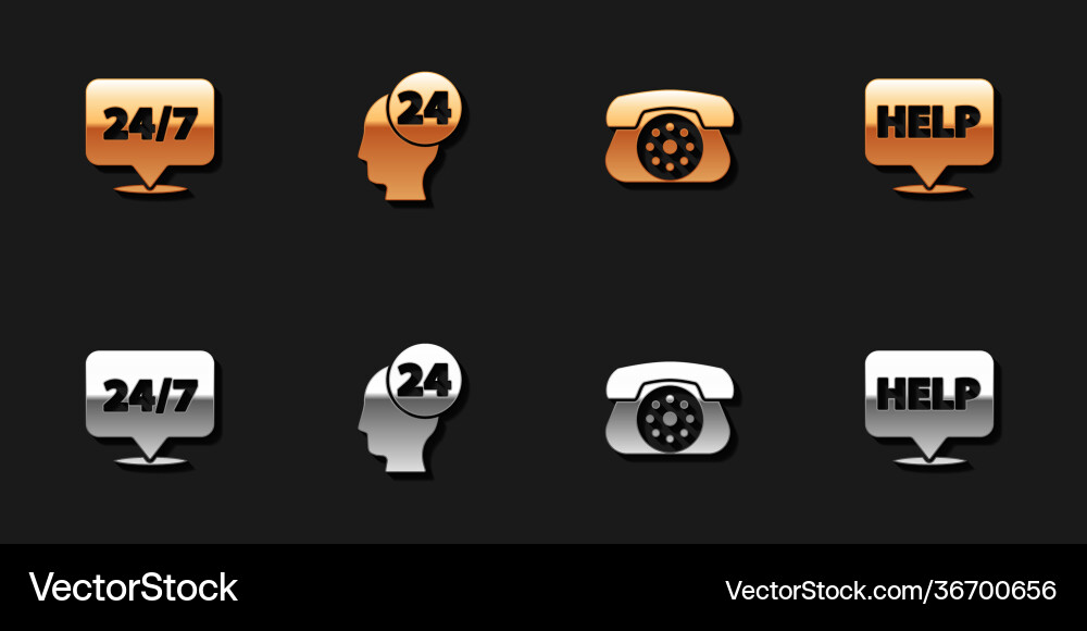 Set clock 24 hours support operator in touch Vector Image