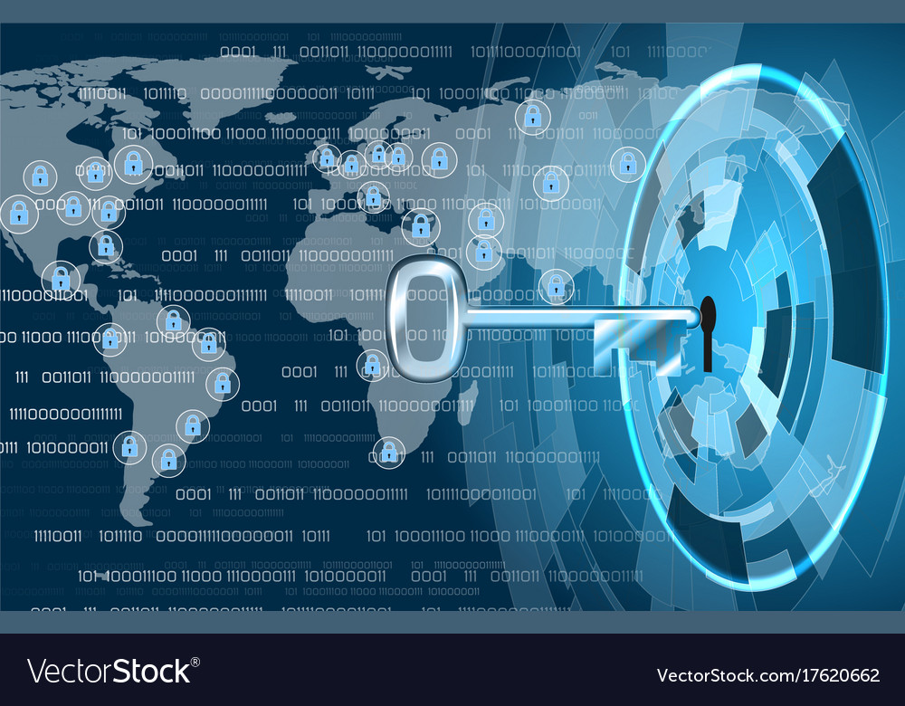 Abstract data security background with key Vector Image