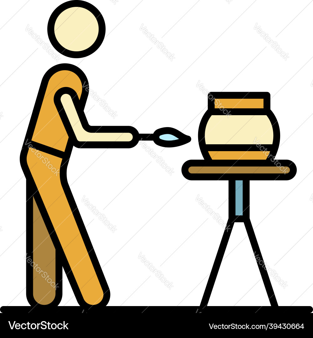 Potter man working icon color outline Royalty Free Vector