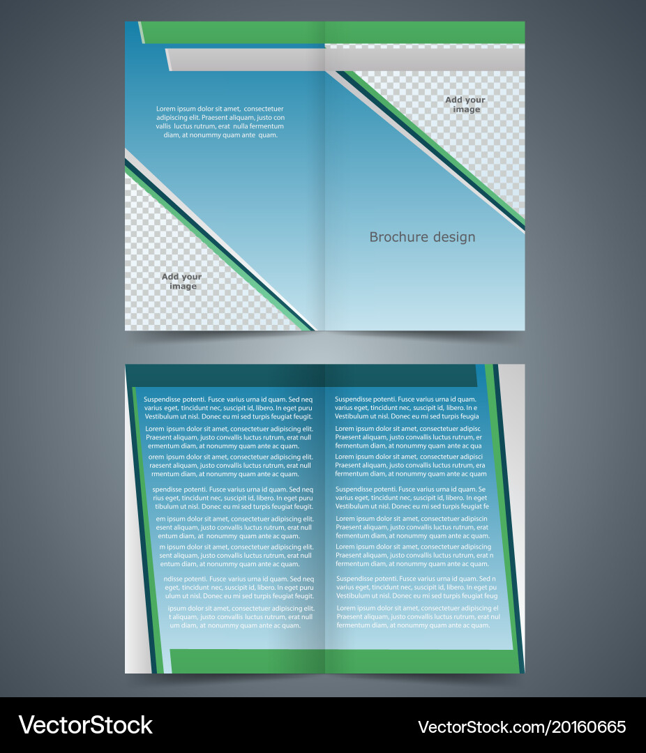 Booklet template design with blue Royalty Free Vector Image