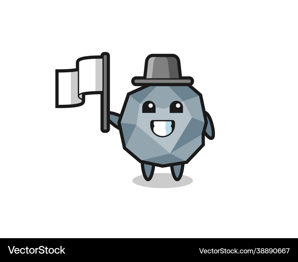 Cartoon character stone holding a flag Royalty Free Vector