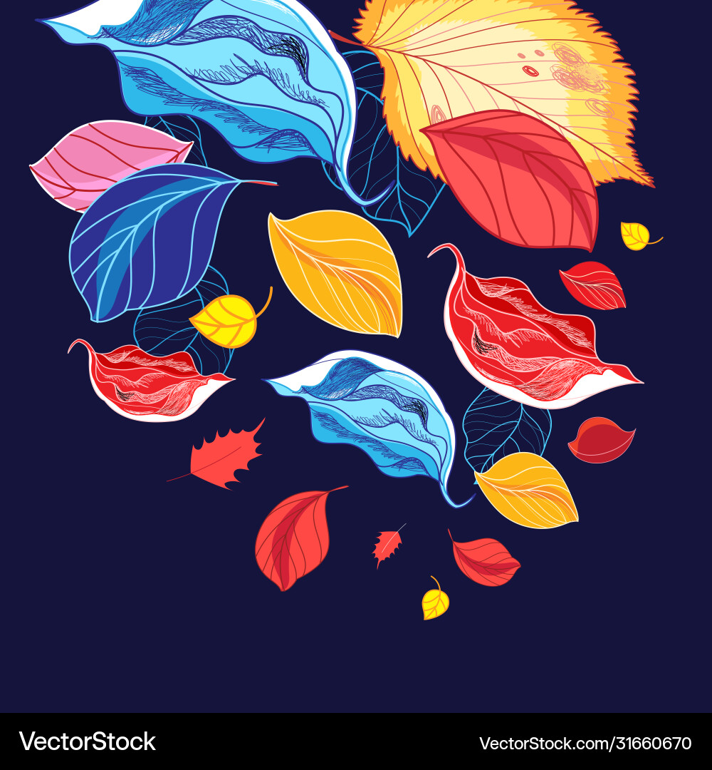 A wonderful multi-colored leaf fall Royalty Free Vector