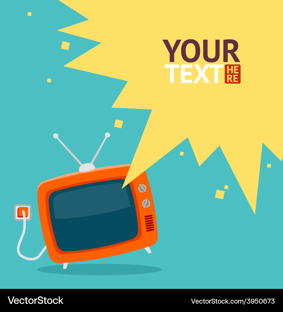 Retro television card flat design Royalty Free Vector Image