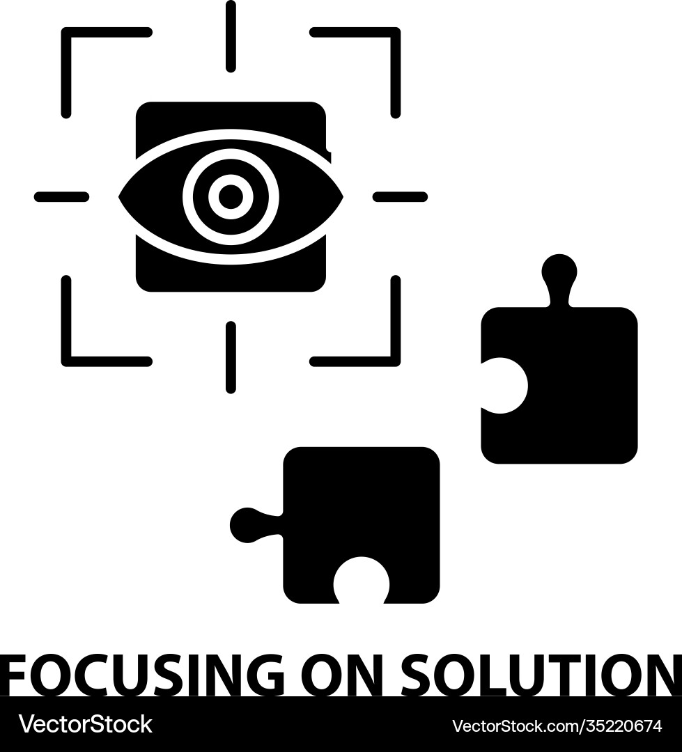 Focusing on solution icon black sign Royalty Free Vector