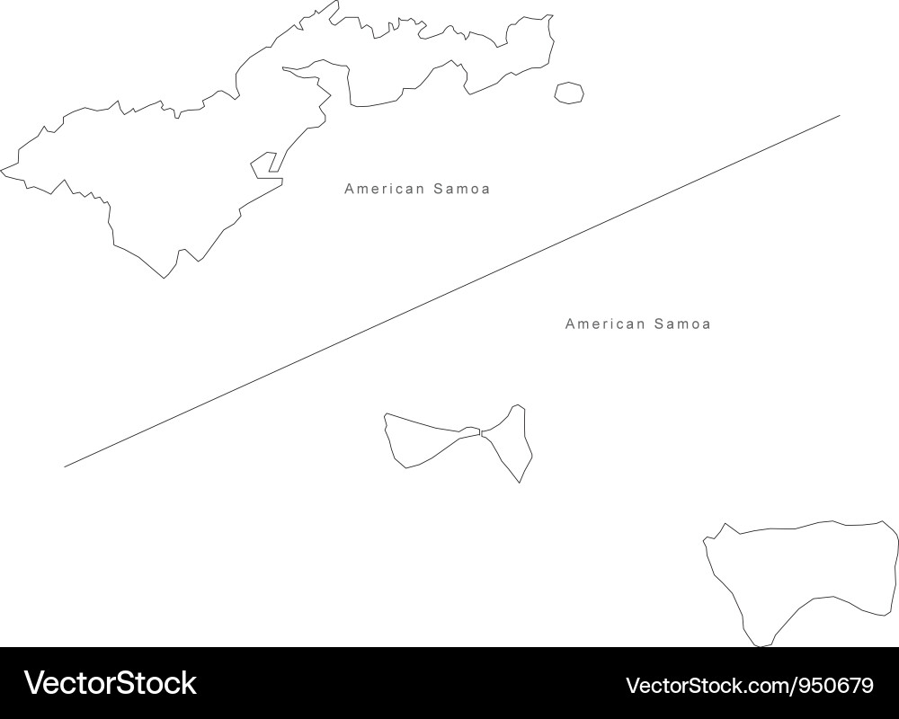 Black White American Samoa Outline Map Royalty Free Vector
