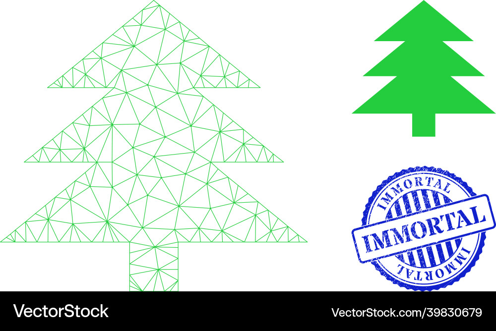 Immortal textured seal and web mesh fir tree Vector Image
