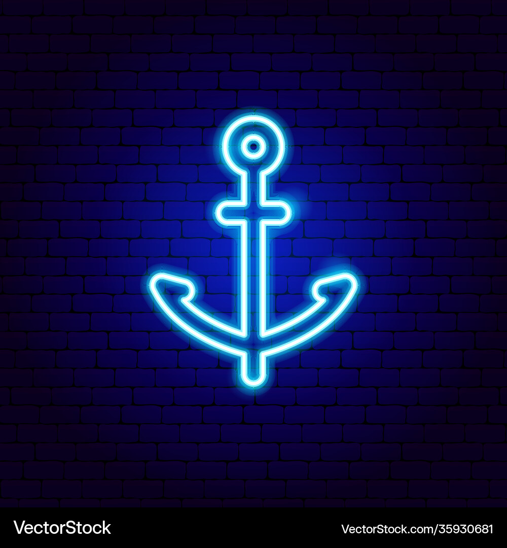 Marine anchor neon sign Royalty Free Vector Image