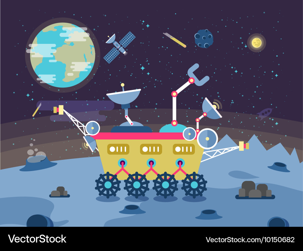 A lunar rover on the surface Royalty Free Vector Image