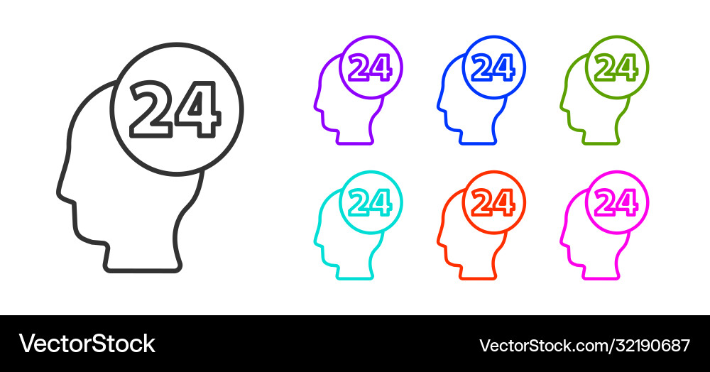 Black line support operator in touch icon isolated