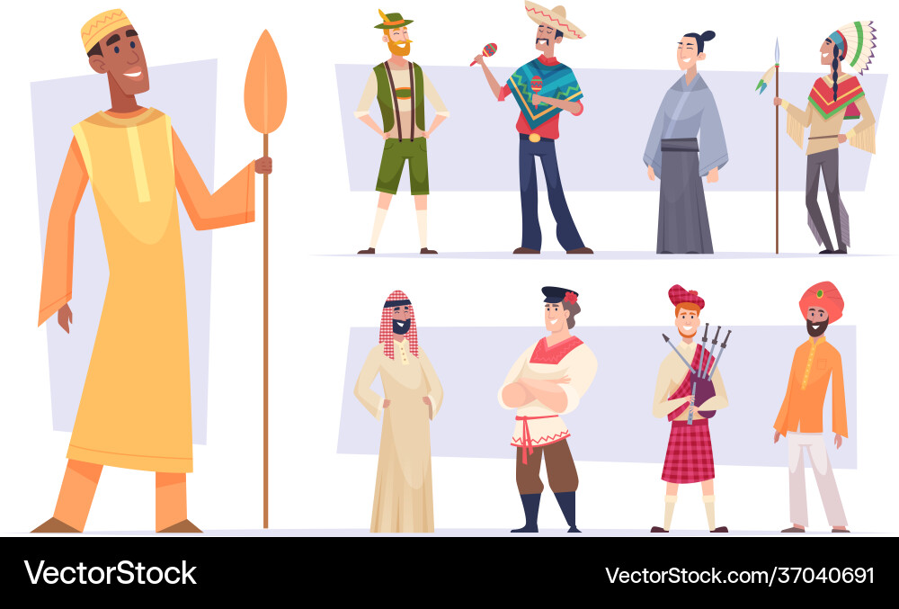 Ethnic groups funny people in different Royalty Free Vector