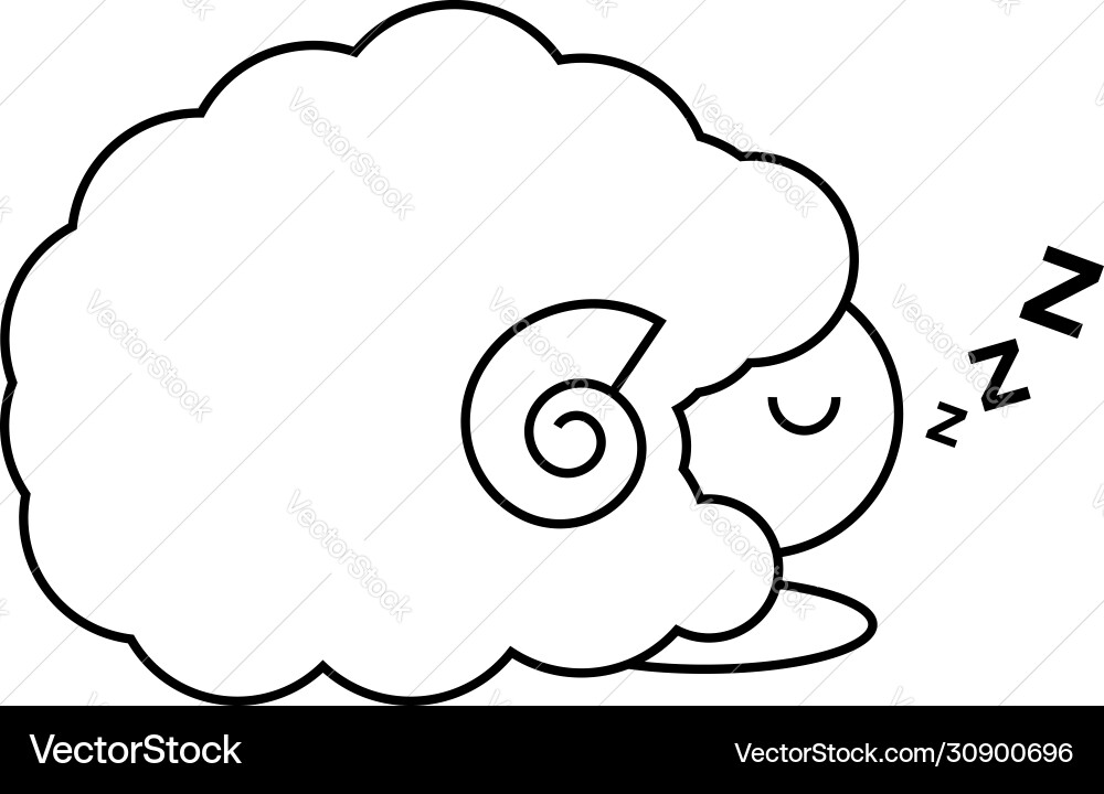 Sheep in sleeping logo design in black line Vector Image