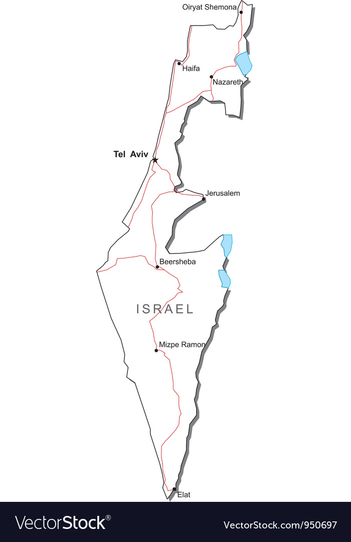 Israel Black White Map Royalty Free Vector Image