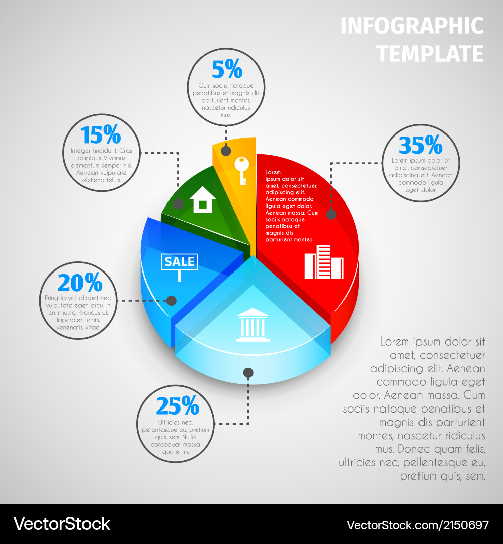 Pie chart real estate infographic Royalty Free Vector Image
