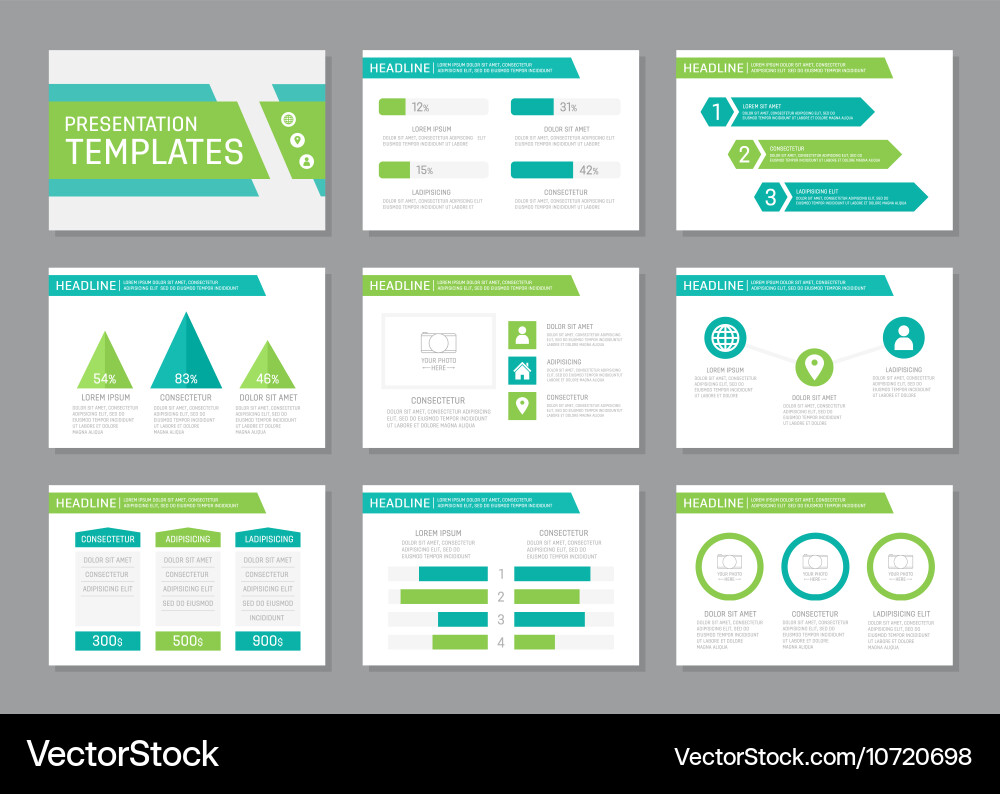 Set turquoise and green template Royalty Free Vector Image