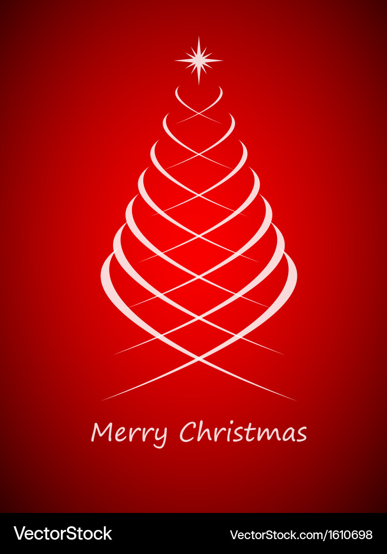 Simple christmas tree on red background Royalty Free Vector