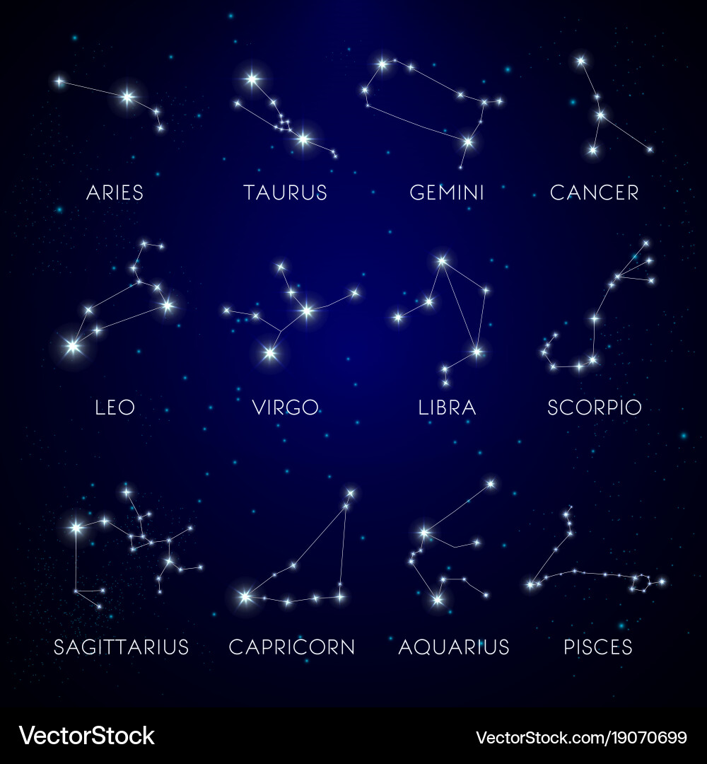 Constellation stars zodiac signs in space Vector Image