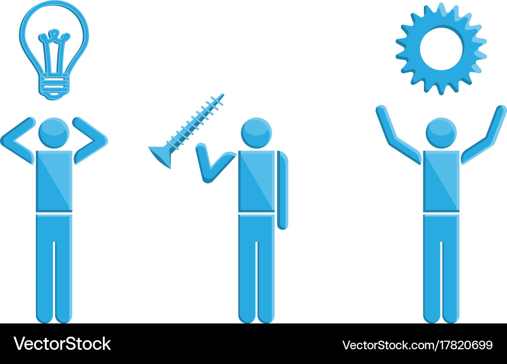 People with inventions business symbol Royalty Free Vector