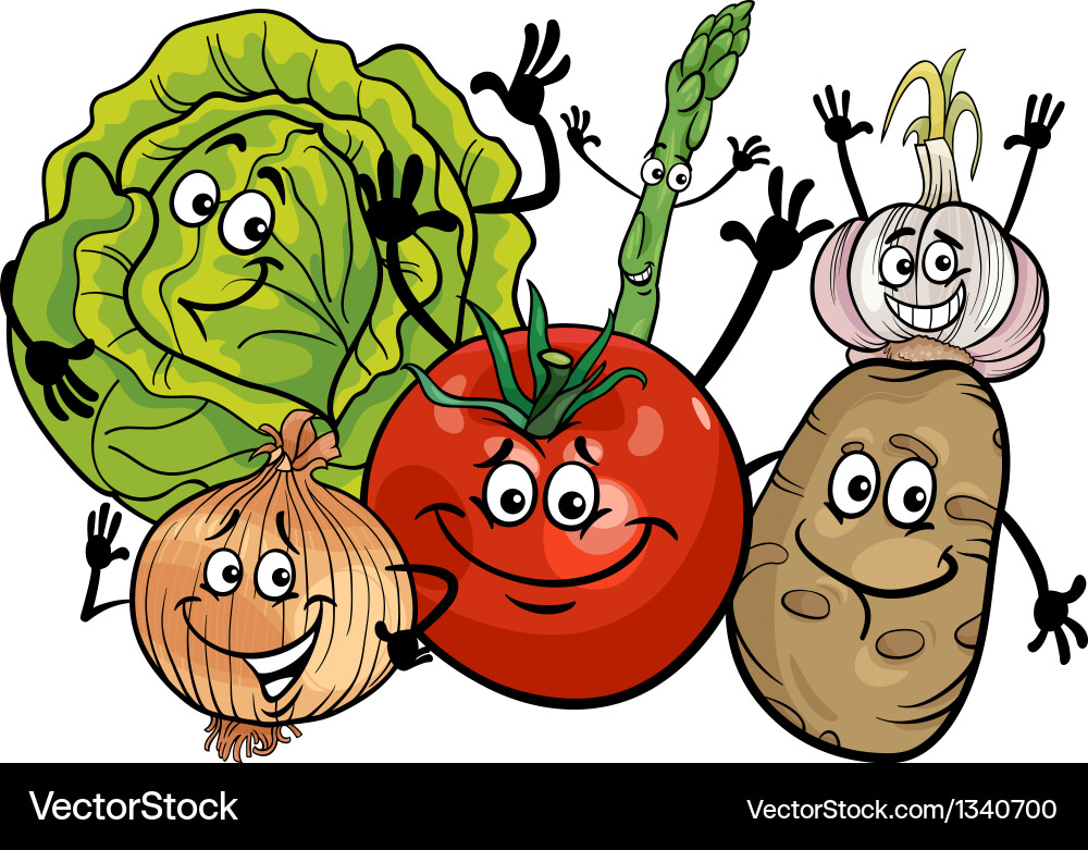 Vegetables group cartoon Royalty Free Vector Image