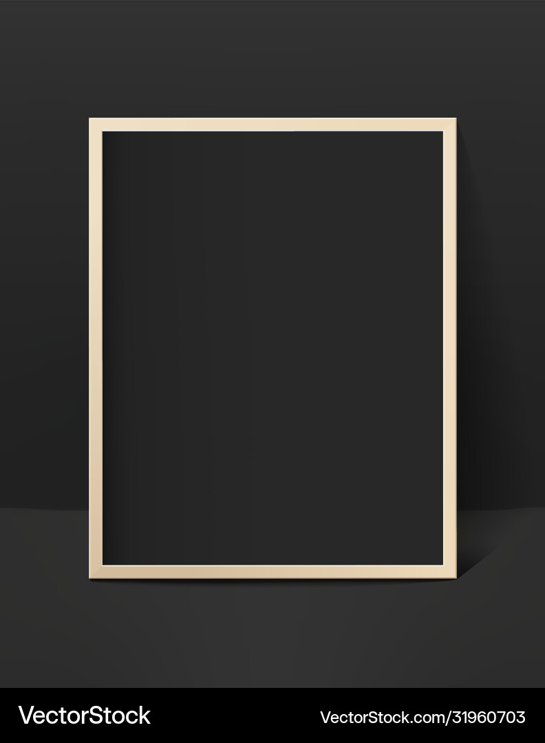 Black photo frame in interior template Royalty Free Vector