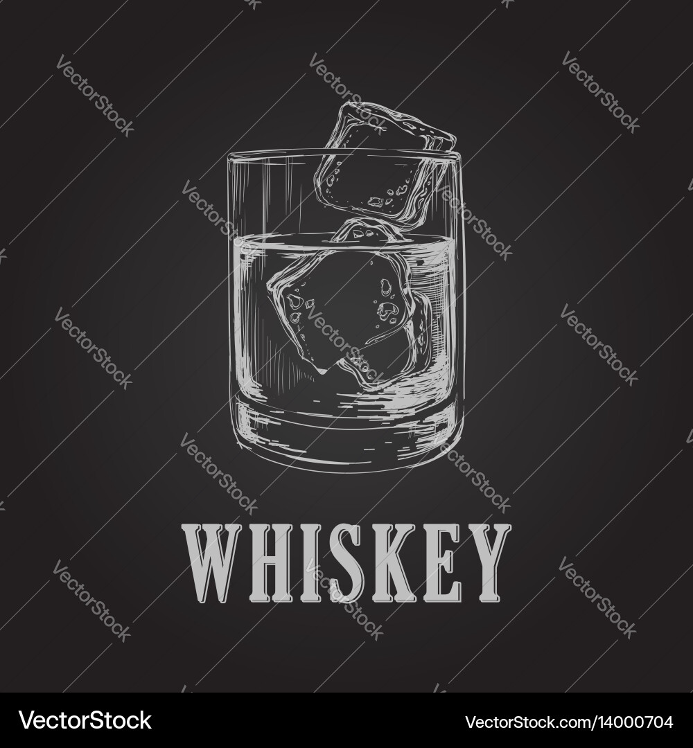 Whiskey glass hand drawn drink Royalty Free Vector Image