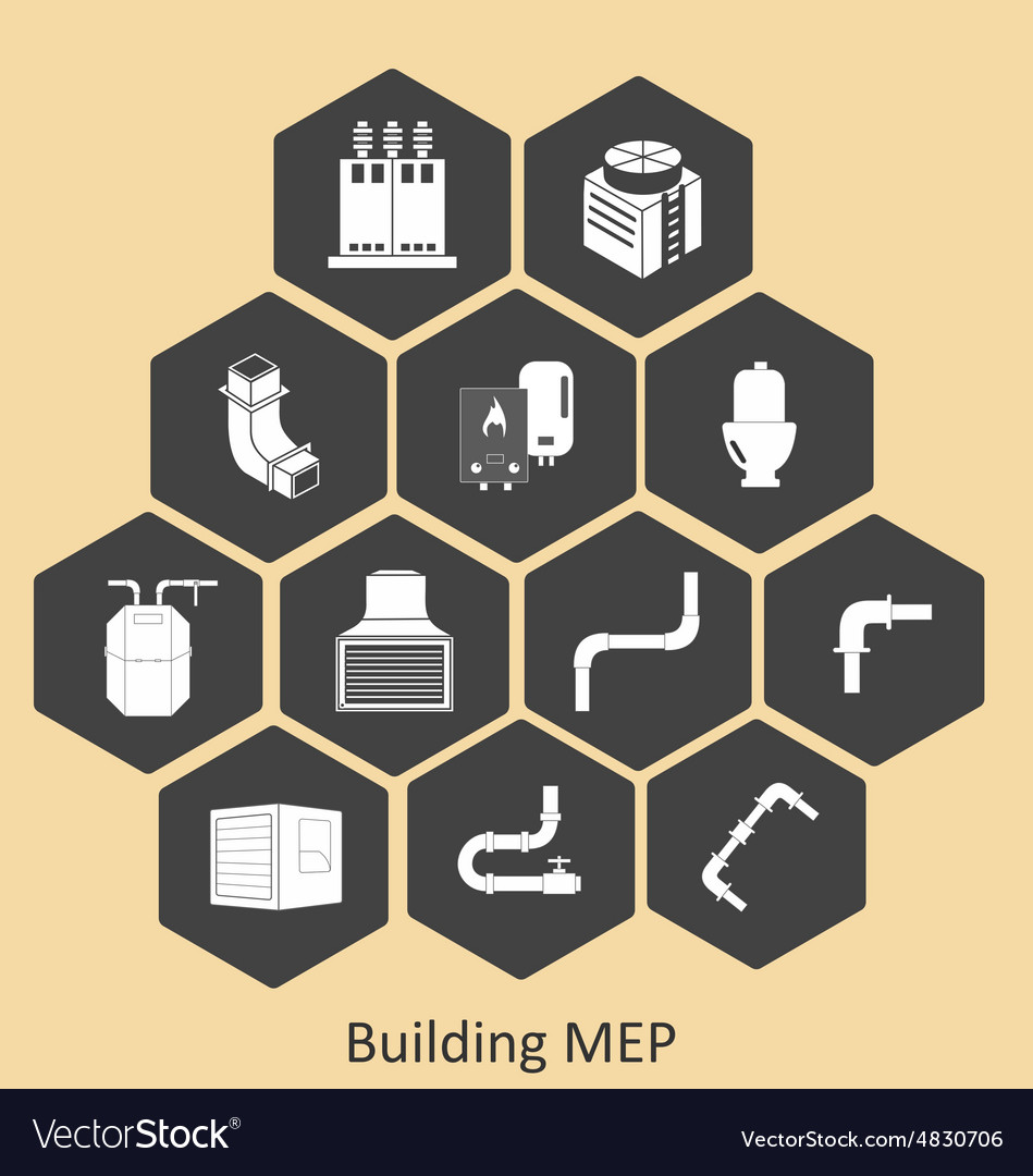 Building MEP - mechanical-plumbing Royalty Free Vector Image