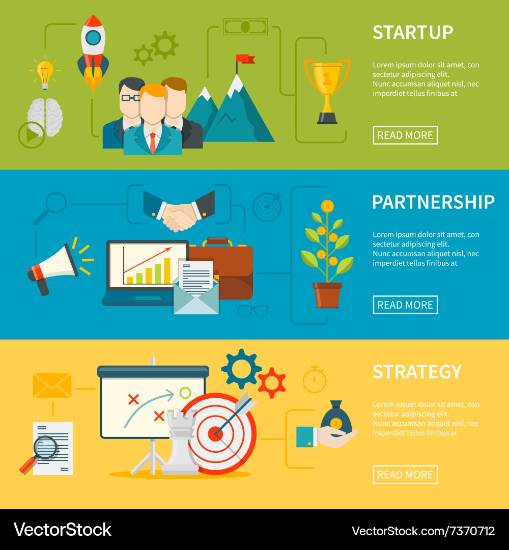 Entrepreneurship Horizontal Banners Royalty Free Vector