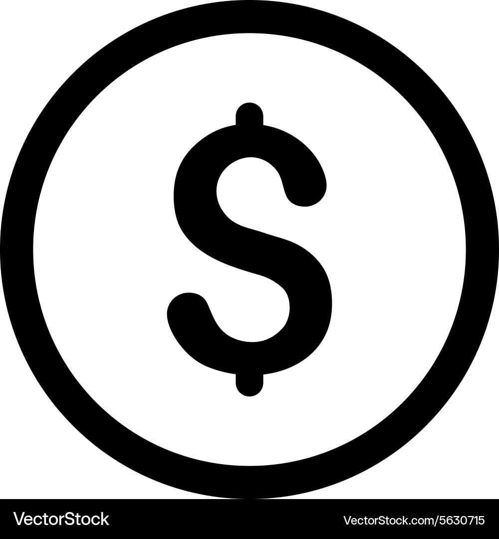 Dollar flat black color rounded icon Royalty Free Vector