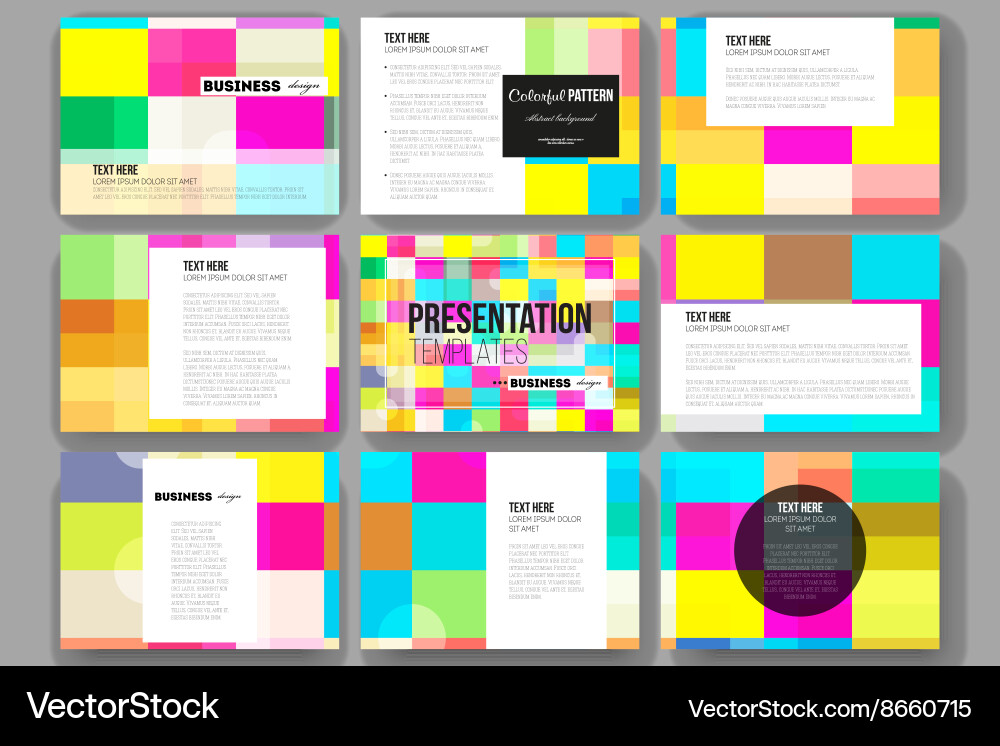 Set of 9 templates for presentation slides Vector Image