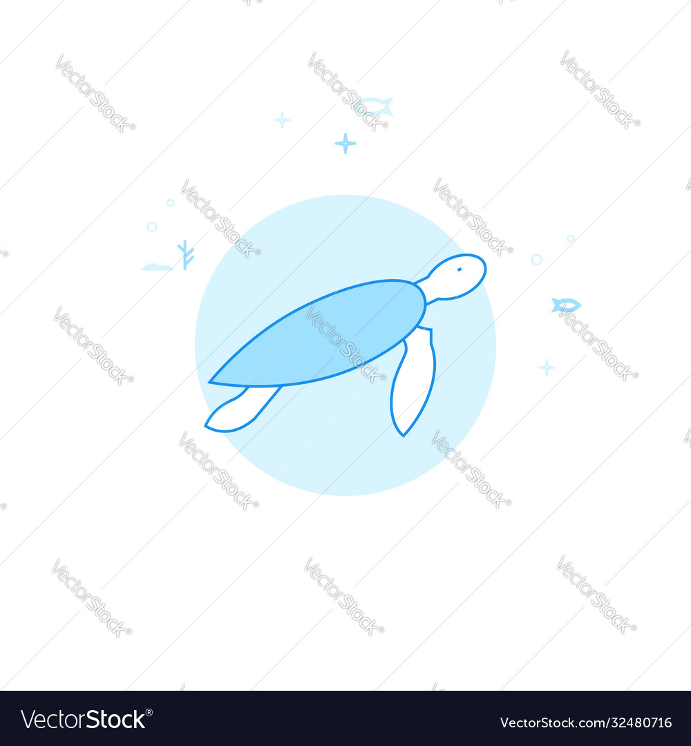Sea turtle flat icon light blue monochrome Vector Image