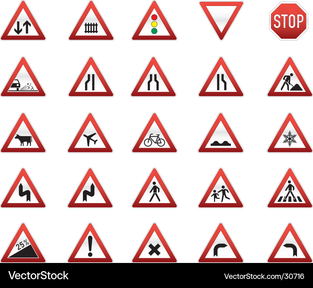 Traffic signs icon set Royalty Free Vector Image