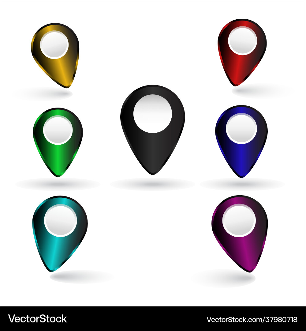 Location map icons image isolated on white Vector Image