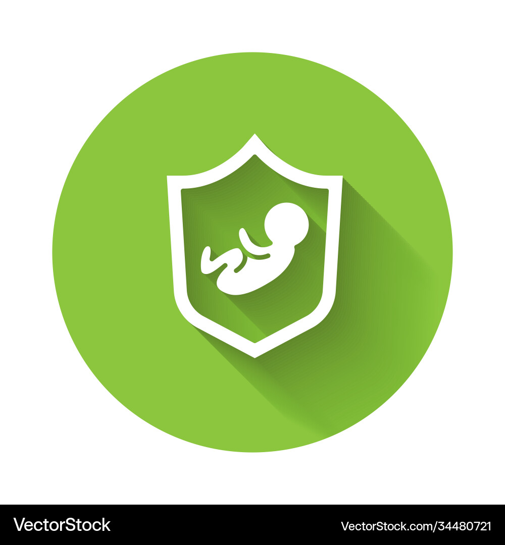 White baby on shield icon isolated with long Vector Image