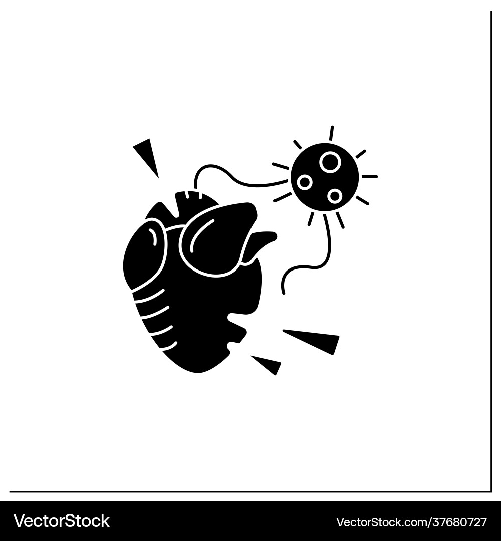 Heart attack glyph icon Royalty Free Vector Image