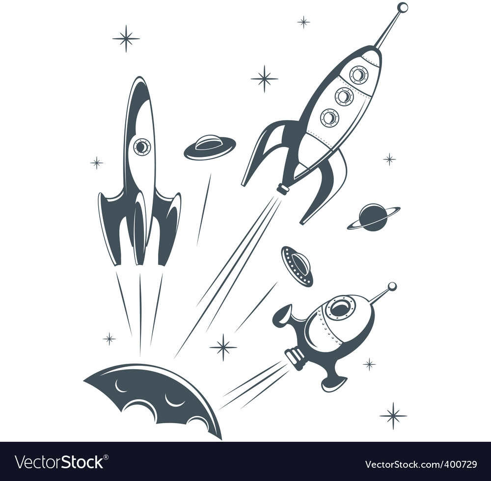 Retro spaceship Royalty Free Vector Image - VectorStock