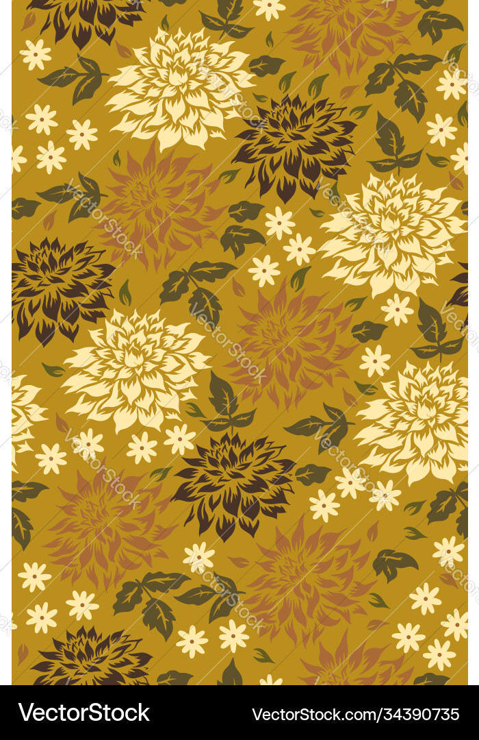 Seamless pattern with flowers in mustard colors Vector Image