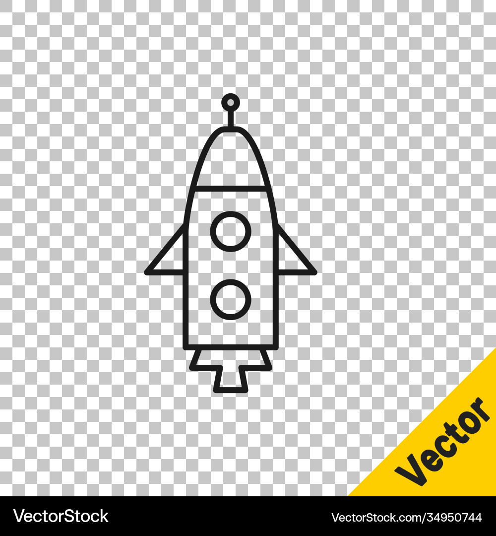 Black line rocket ship icon isolated Royalty Free Vector
