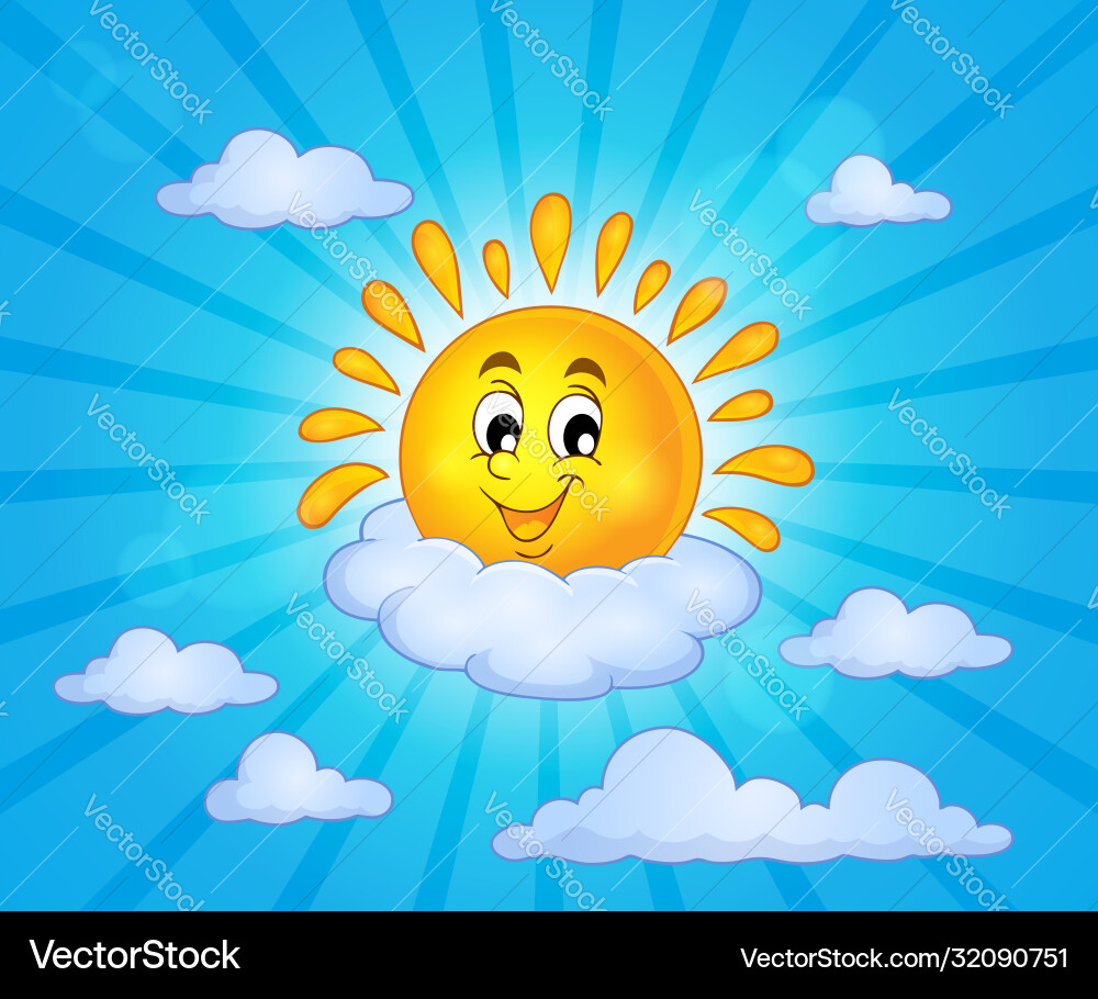 Cheerful sun theme image 5 Royalty Free Vector Image