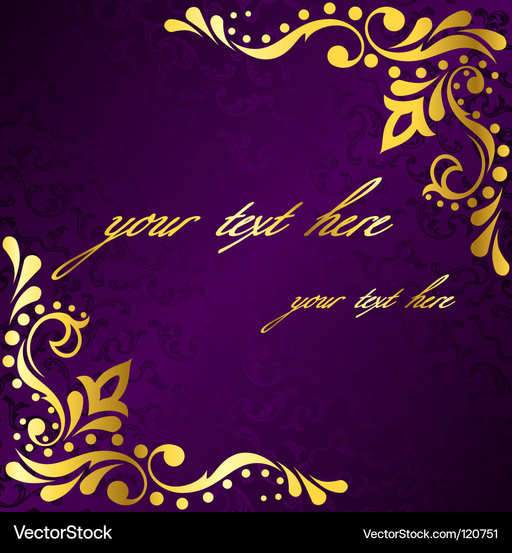 Purple frame with gold filigree Royalty Free Vector Image