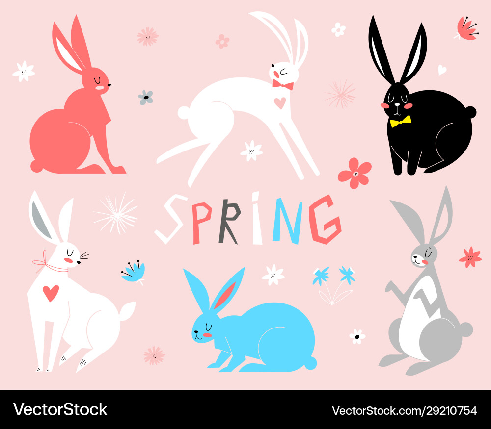 Eastern bunny rabbits Royalty Free Vector Image