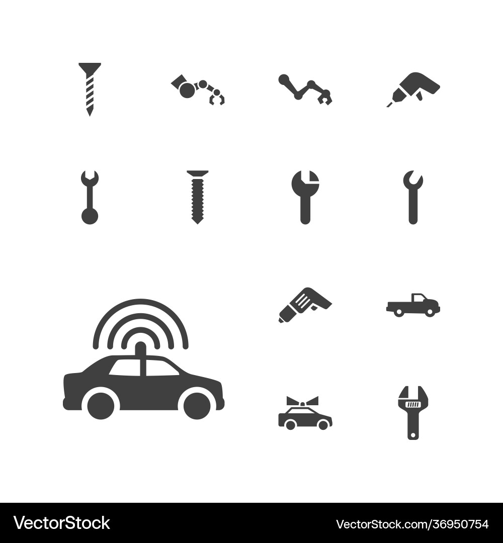 Mechanic icons Royalty Free Vector Image - VectorStock