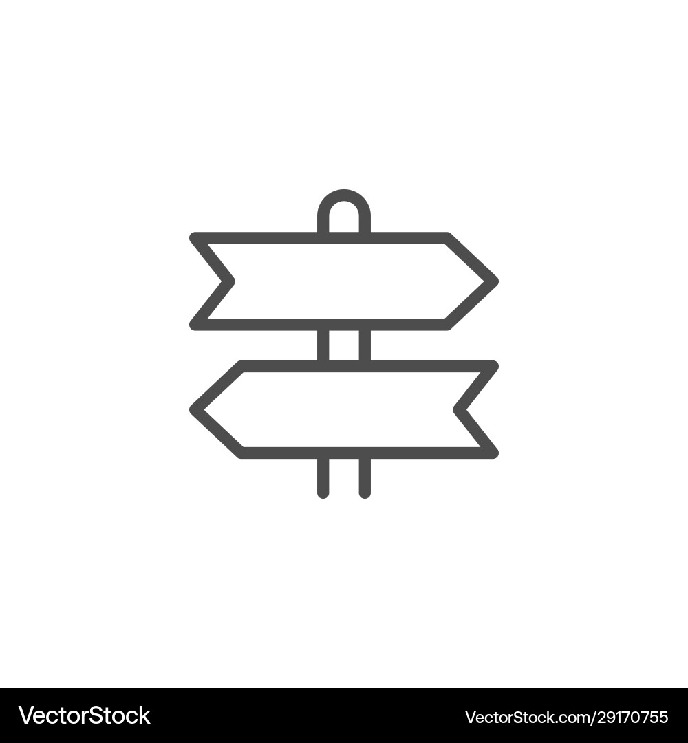 Directional sign line outline icon Royalty Free Vector Image