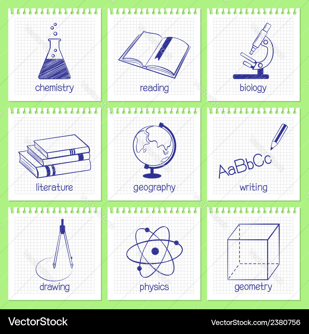School subjects icons Royalty Free Vector Image